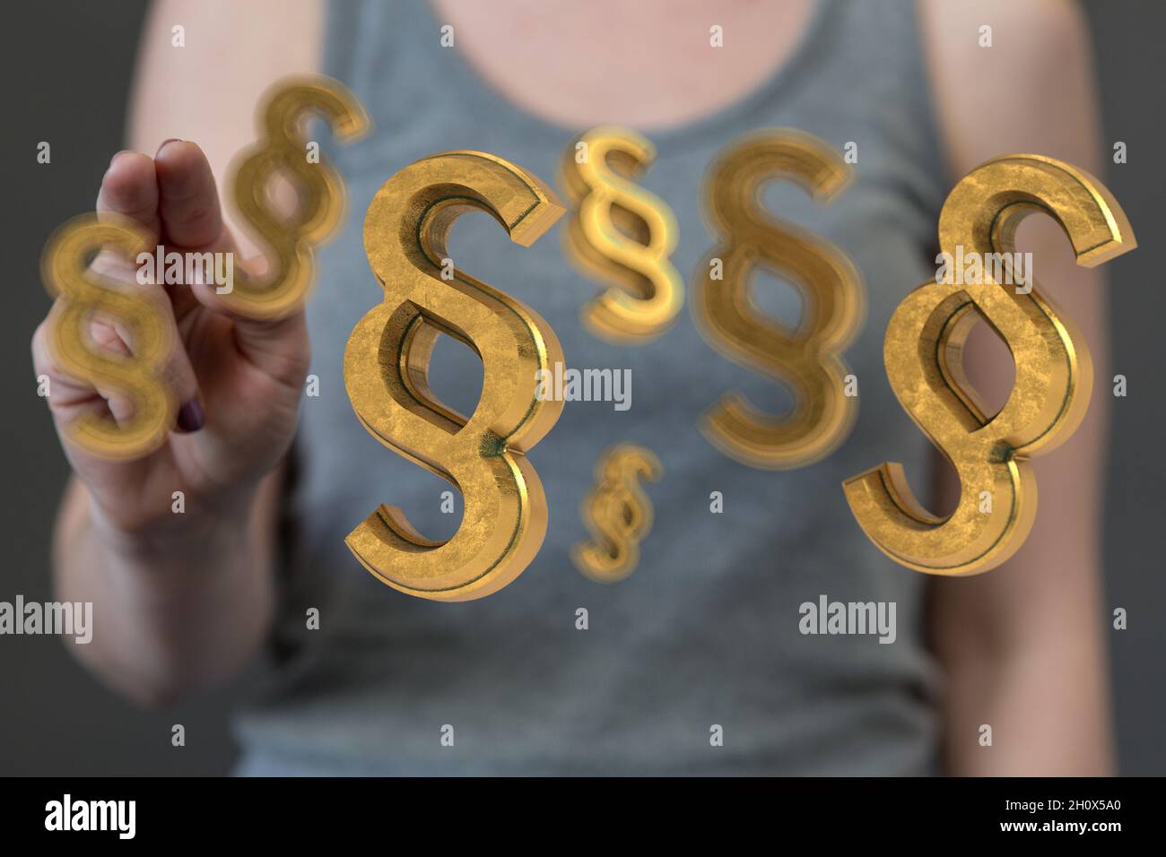 Person presenting the 3D render of paragraph section signs - law and ...