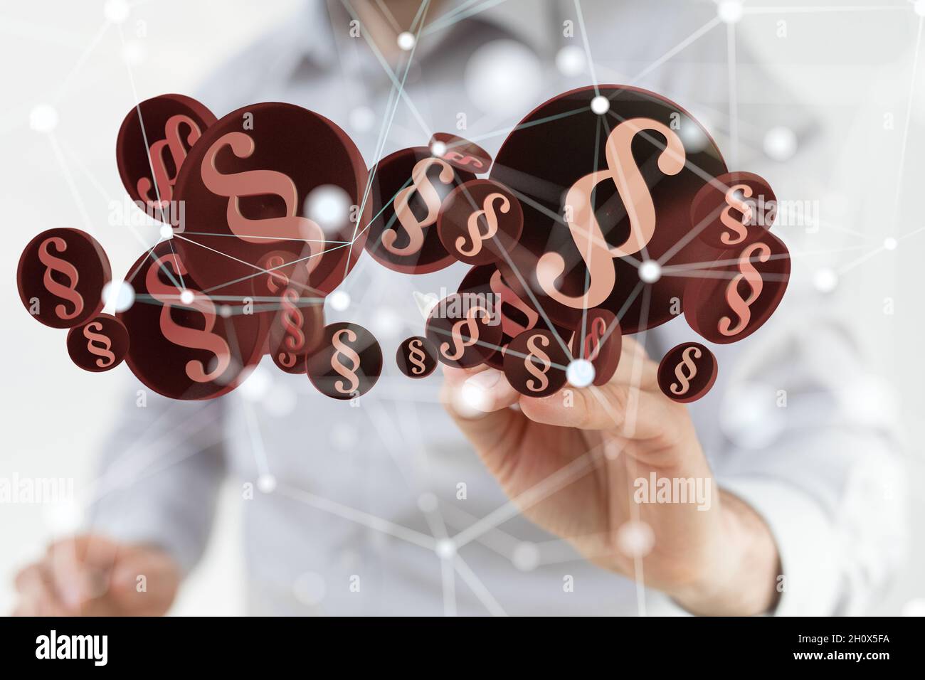 Person presenting the 3D render of paragraph section signs - law and ...