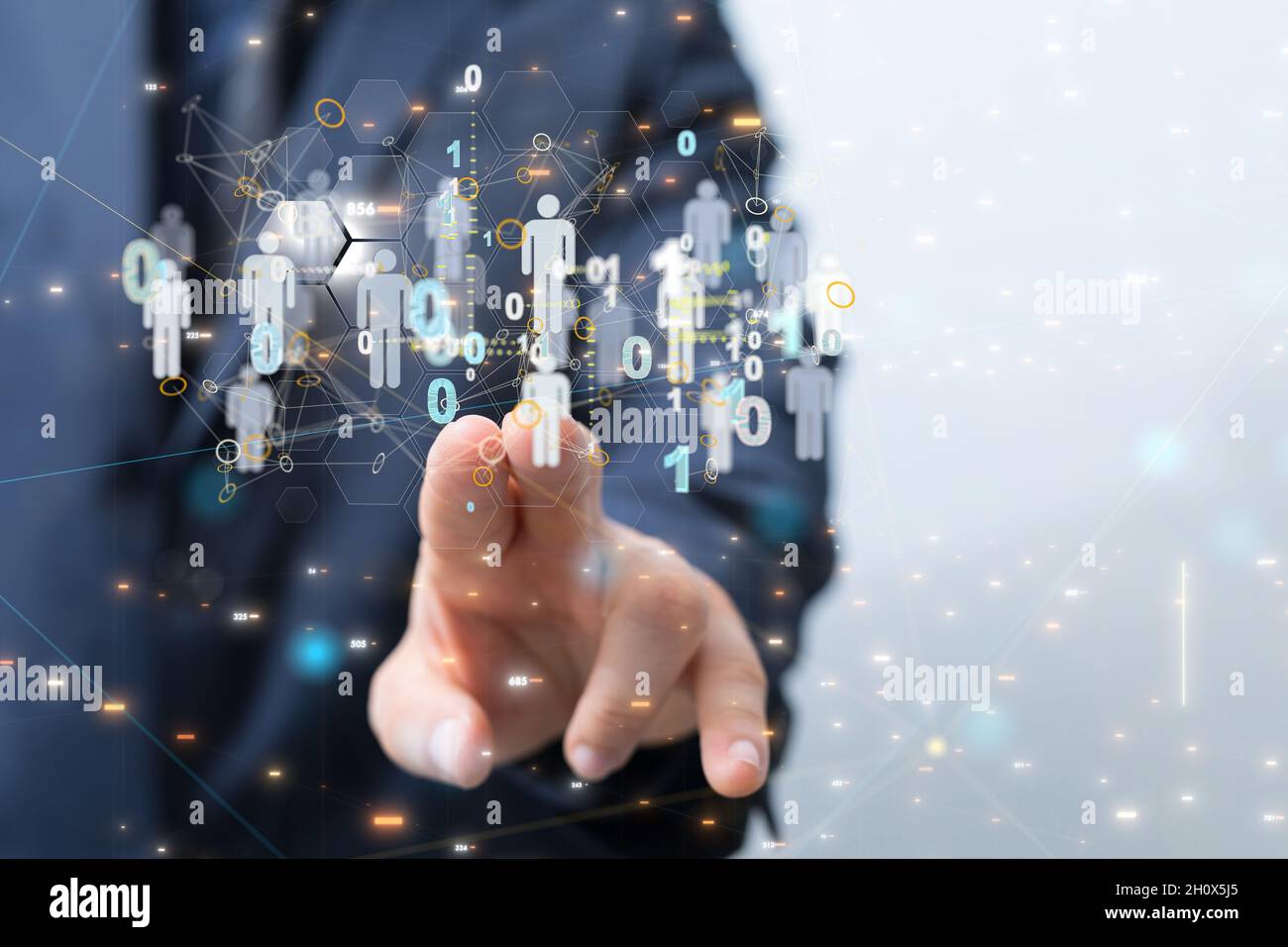 Person presenting the virtual projection of digital conference ...