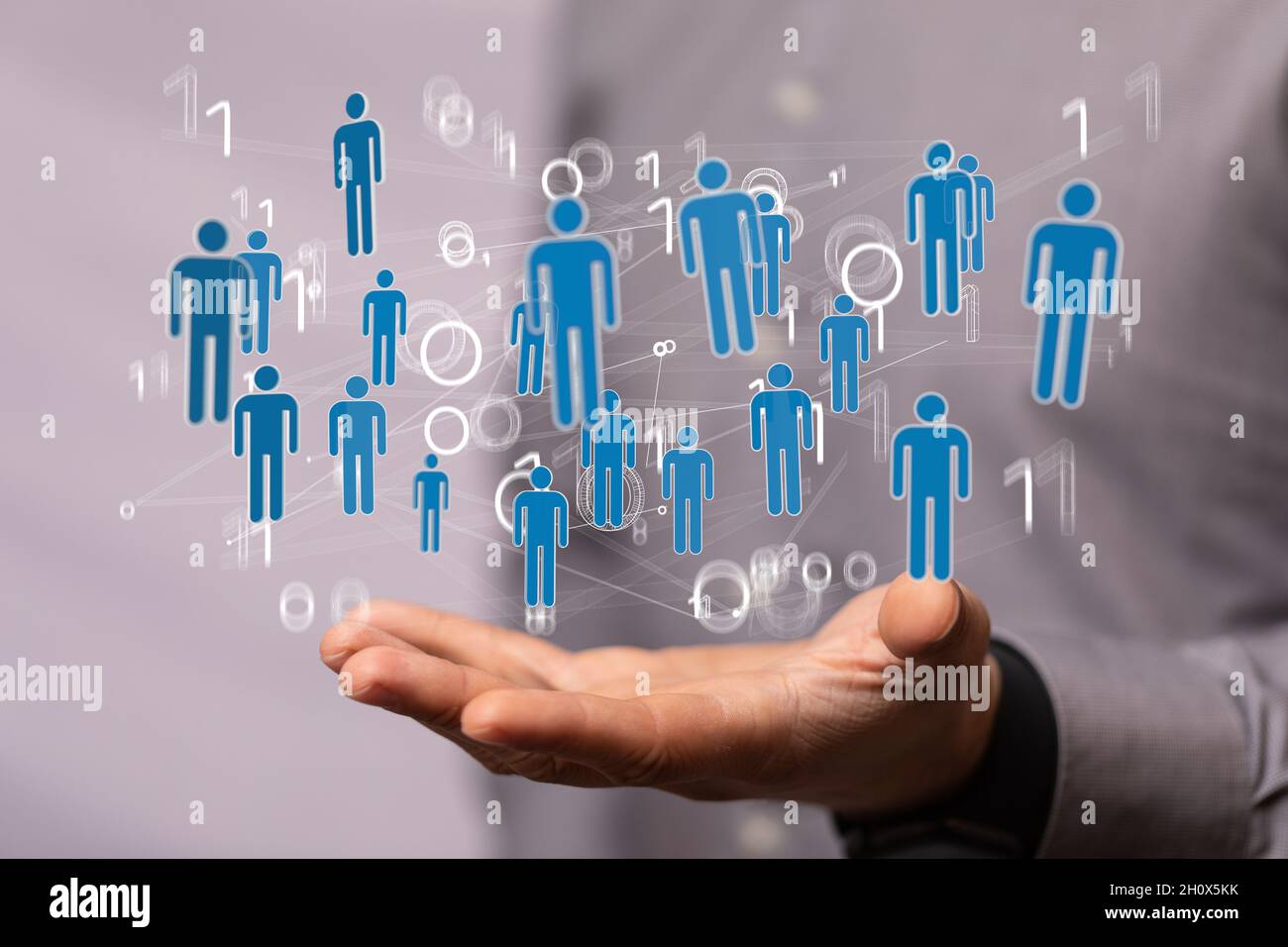 Person presenting the virtual projection of digital conference ...