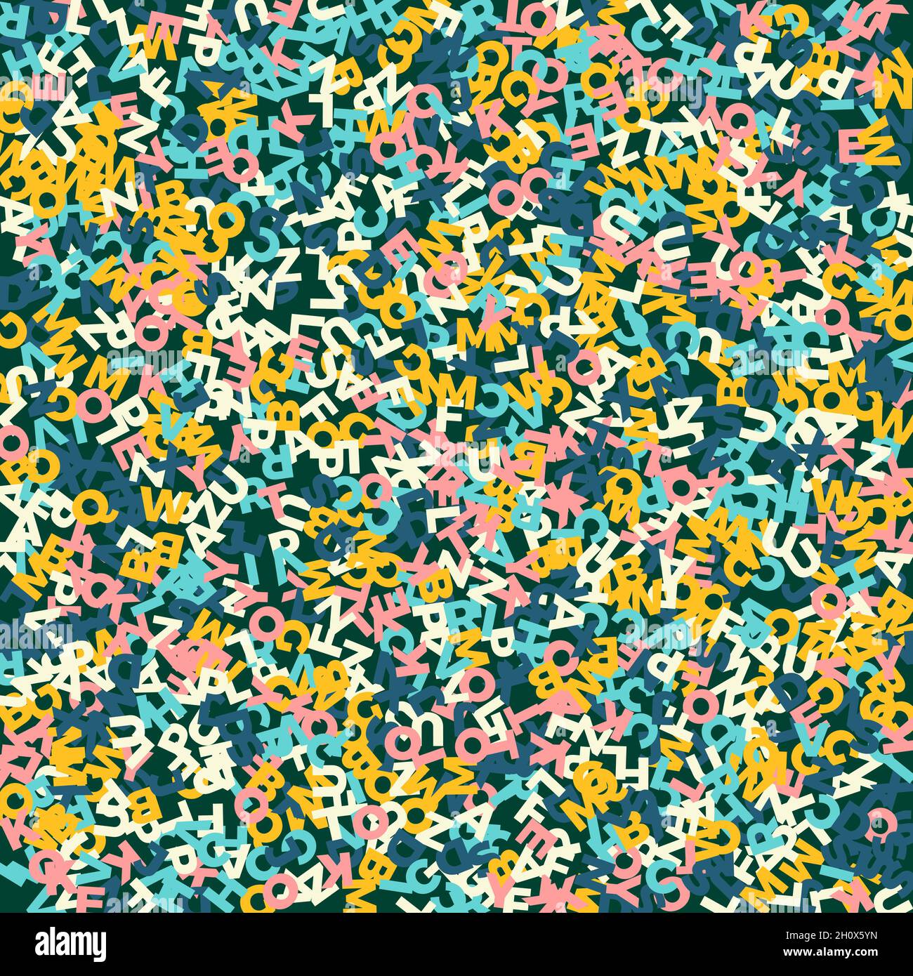 Falling letters of English language. Pastel flying words of Latin ...