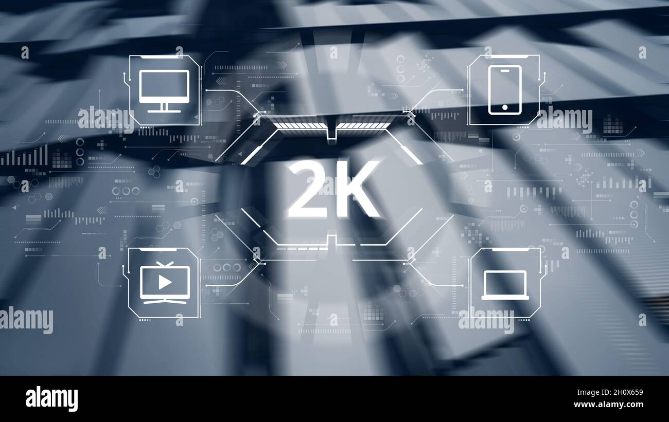 High resolution 2k concept on abstract image with icons computer, tv ...