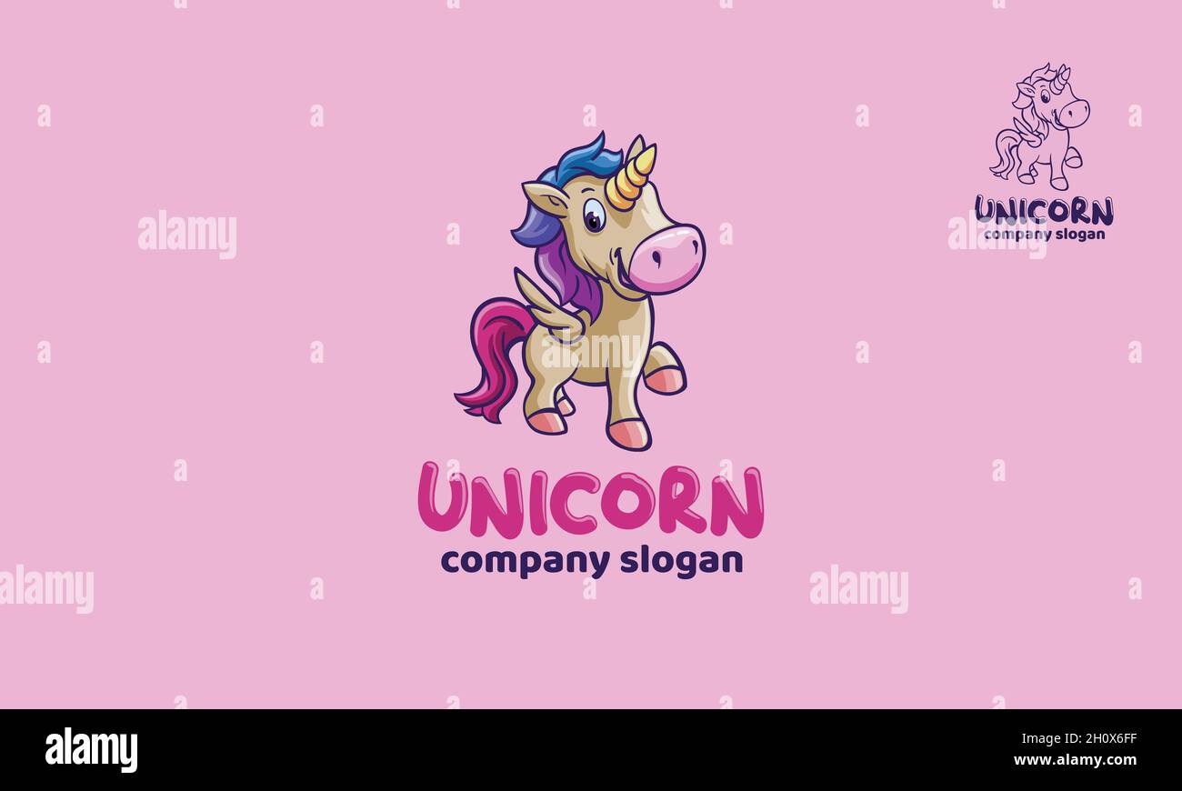 Unicorn vector logo template. Illustration of very cute unicorn Stock ...