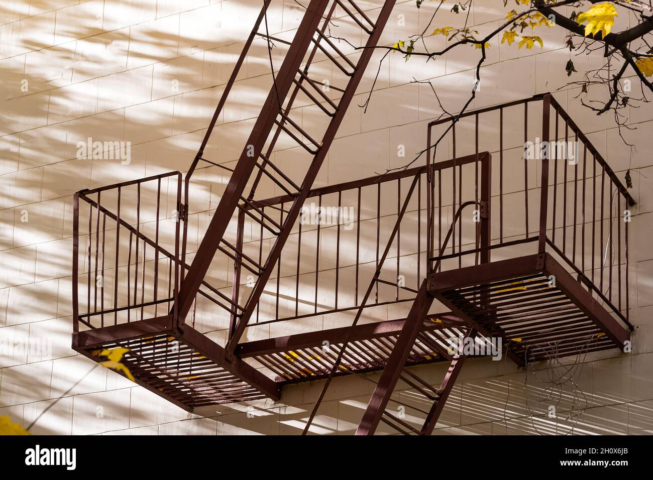 Metal staircase for an emergency exit in a multi-storey building Stock ...