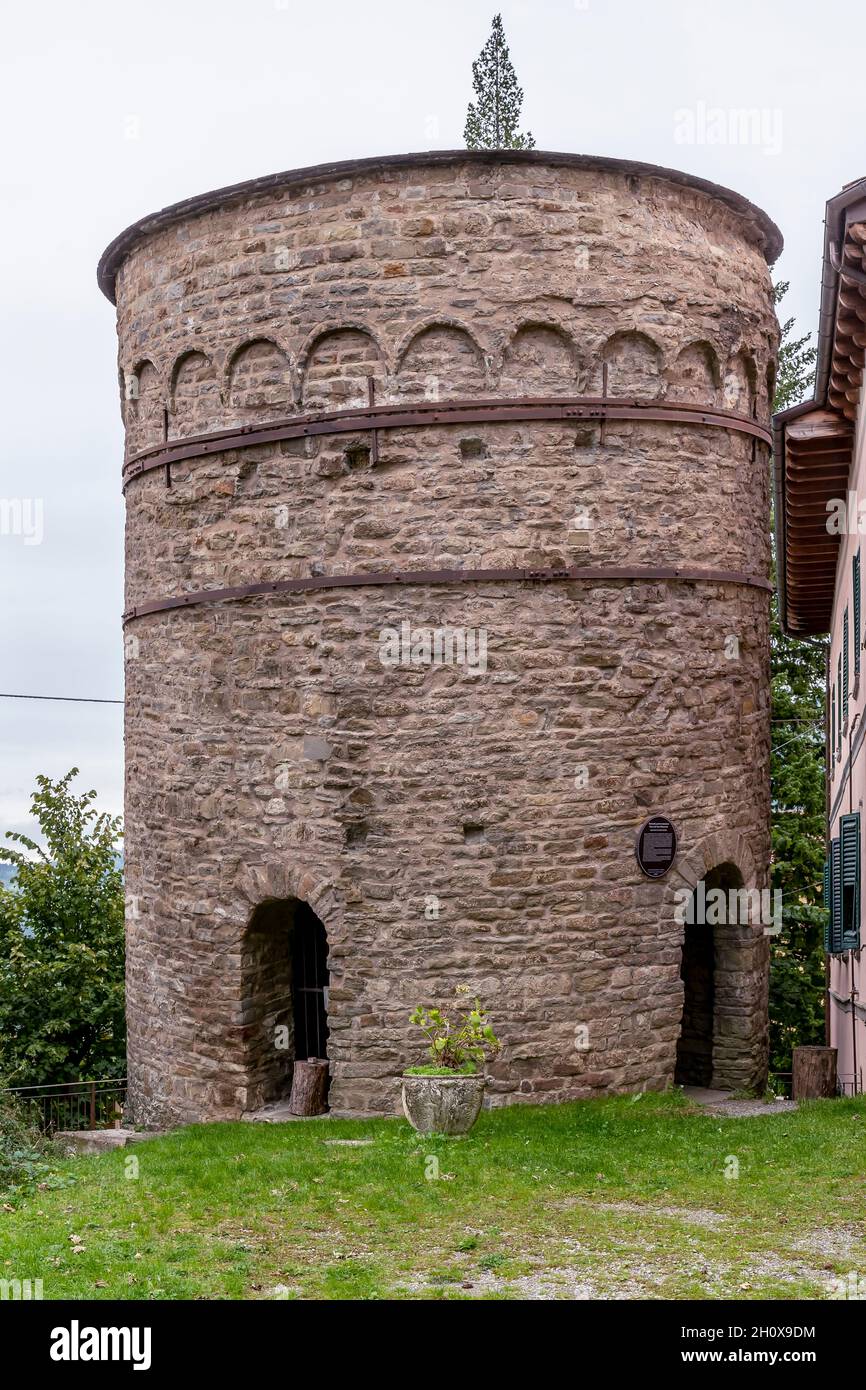The ancient tower known as Delubro in the historic center of Lizzano in ...