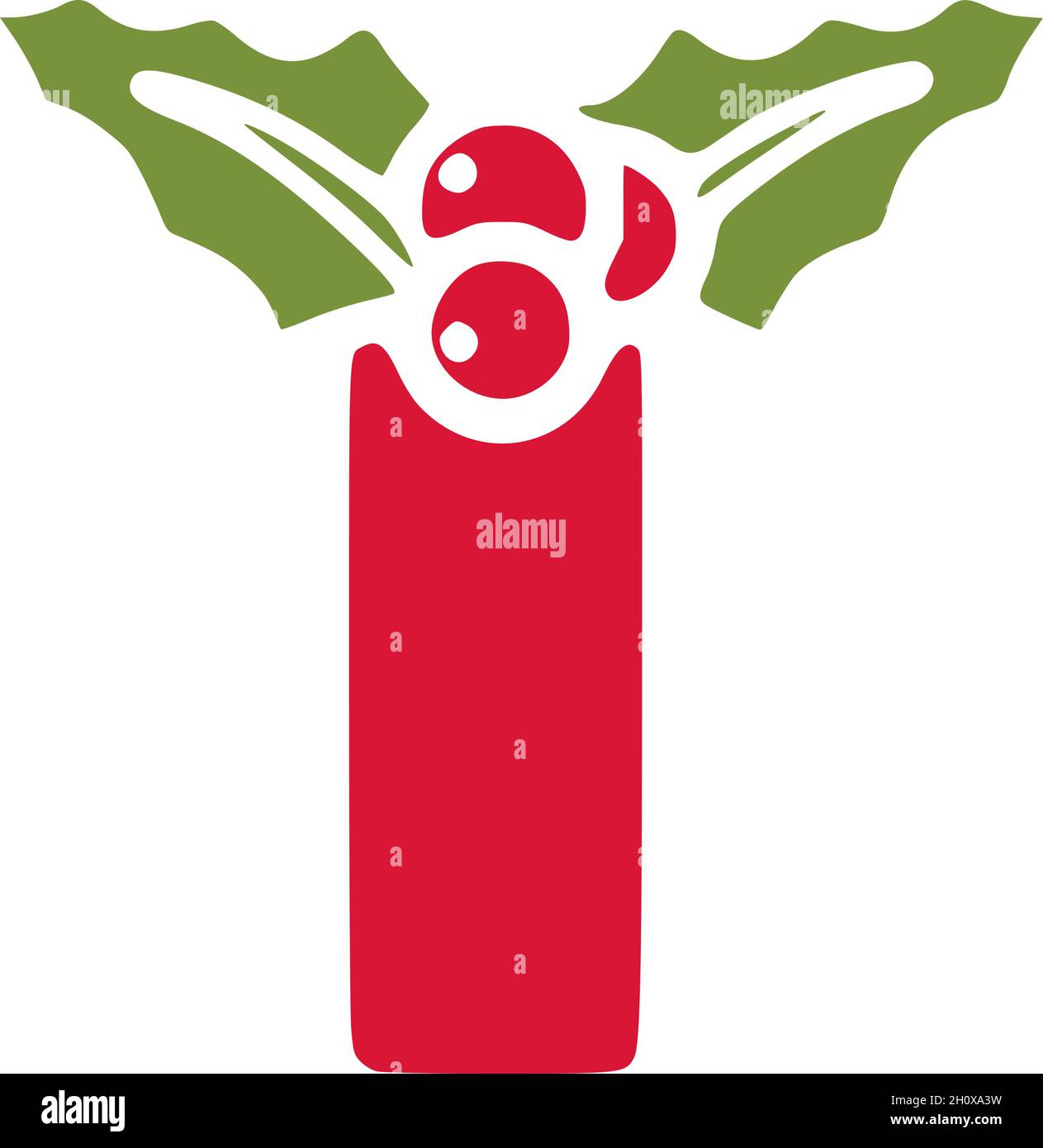 Red letter i with mistletoe, Christmas lettering vector clip art ...