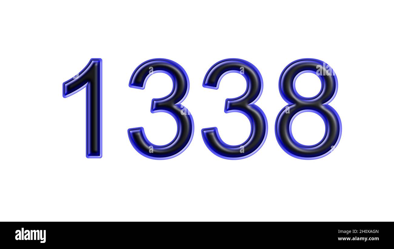 blue 1338 number 3d effect white background Stock Photo - Alamy