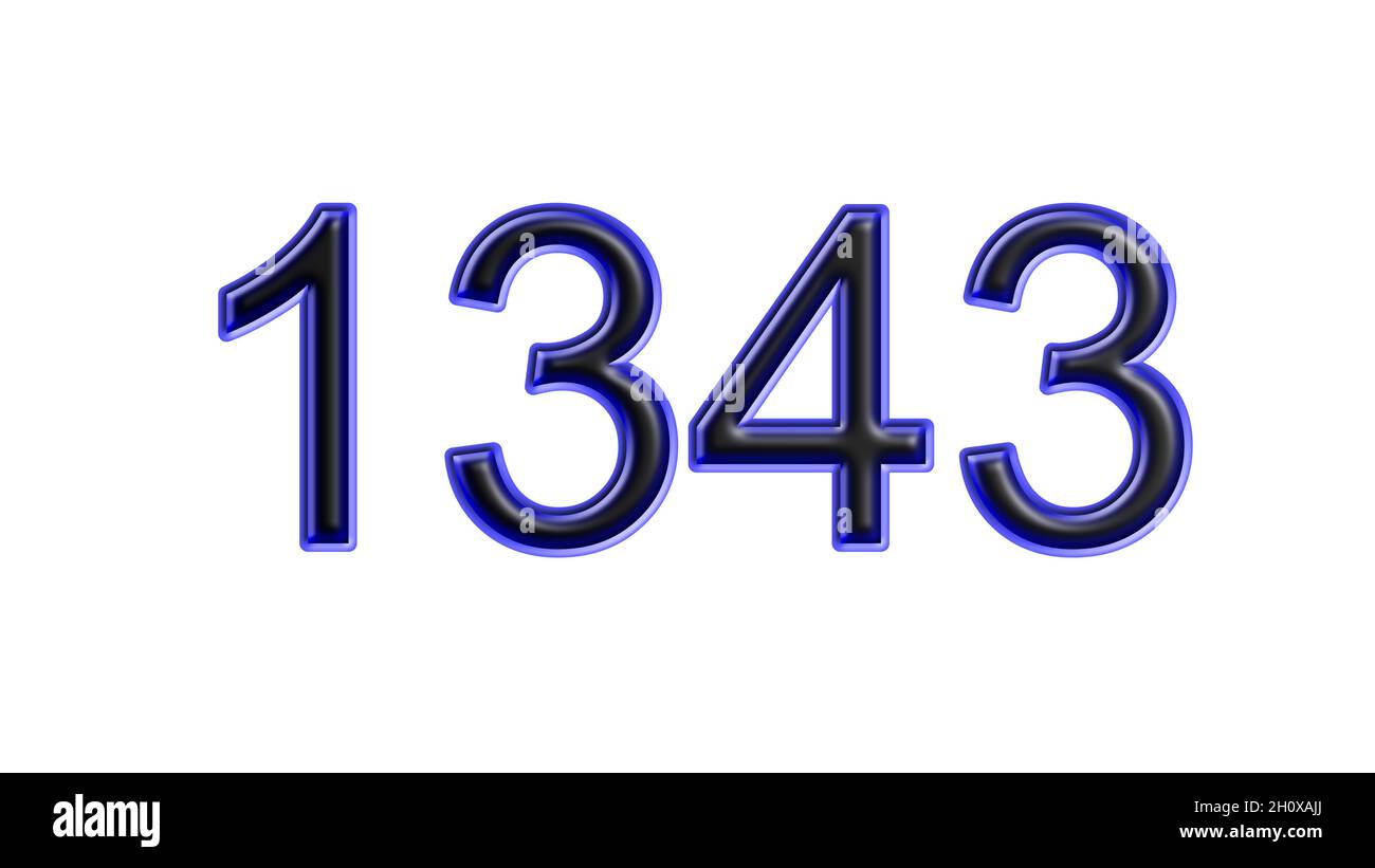 blue 1343 number 3d effect white background Stock Photo - Alamy