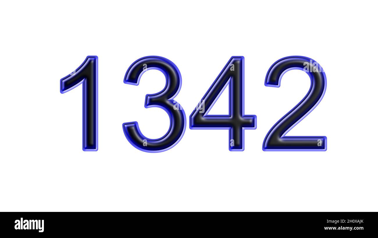 blue 1342 number 3d effect white background Stock Photo - Alamy