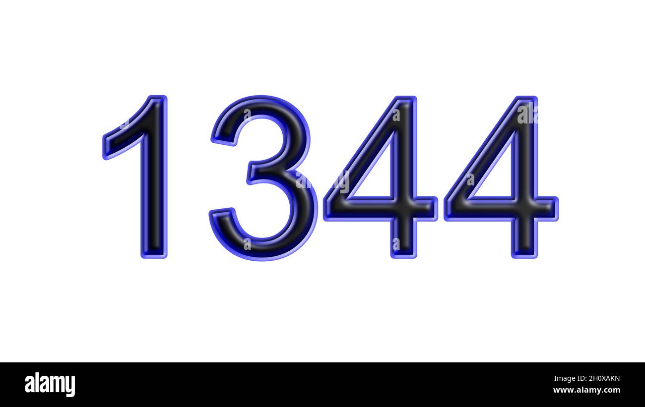 blue 1344 number 3d effect white background Stock Photo - Alamy
