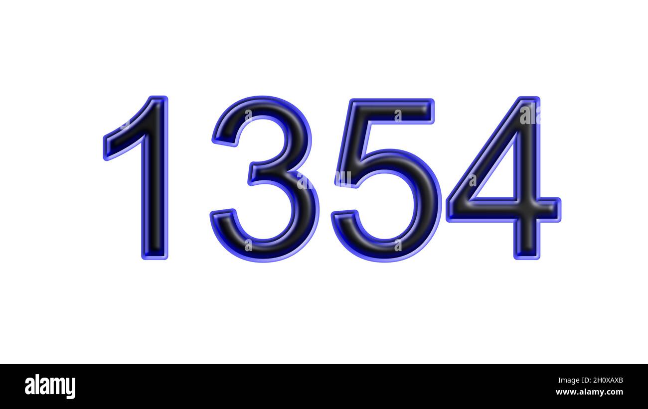 blue 1354 number 3d effect white background Stock Photo - Alamy
