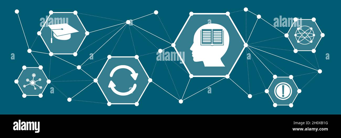 Concept of knowledge with connected icons Stock Photo - Alamy