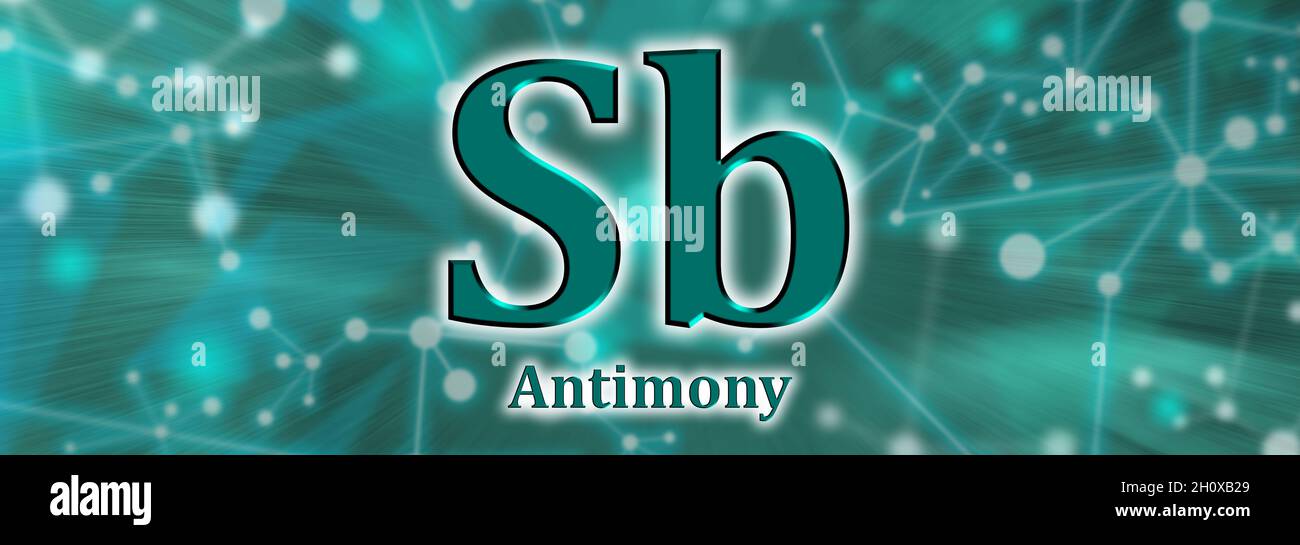 Sb symbol. Antimony chemical element on green network background Stock ...