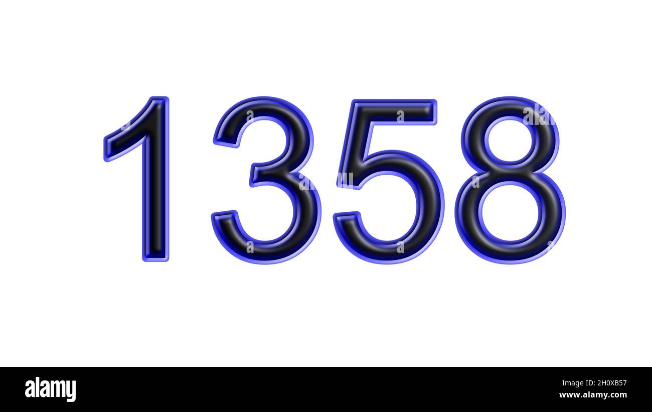 blue 1358 number 3d effect white background Stock Photo - Alamy