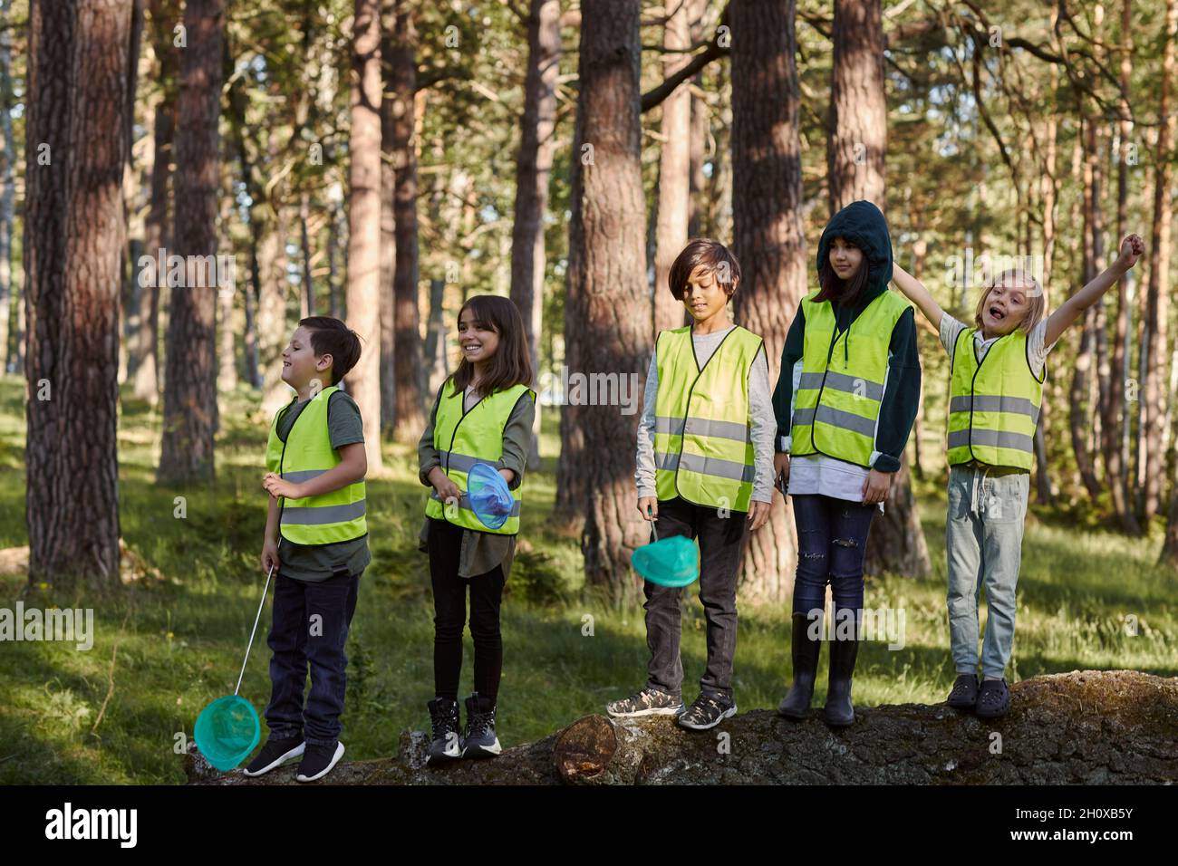 Boy and girl standing in forest hi-res stock photography and images - Alamy