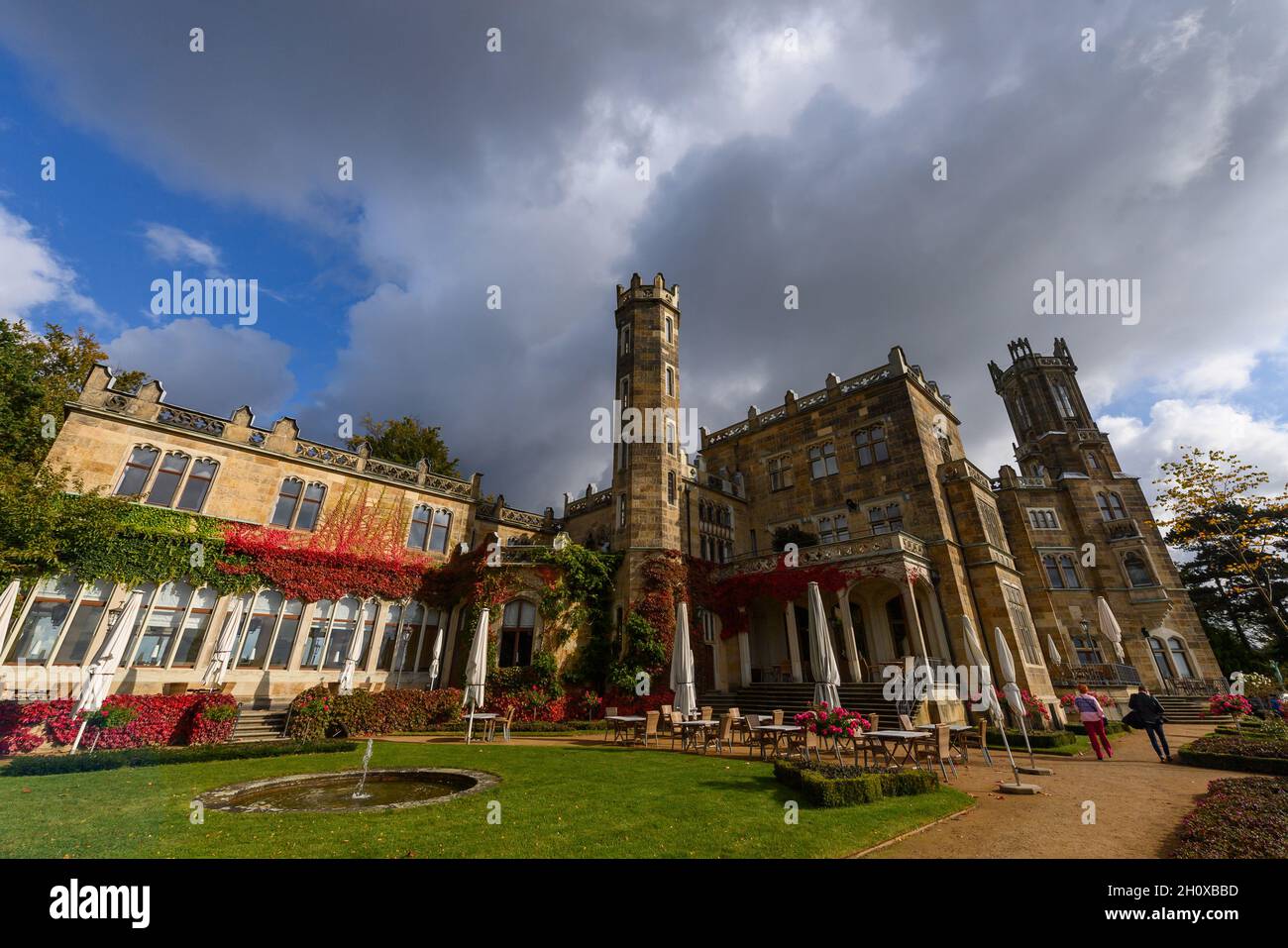 Dresden, Germany. 13th Oct, 2021. Clouds pass over Eckberg Castle ...