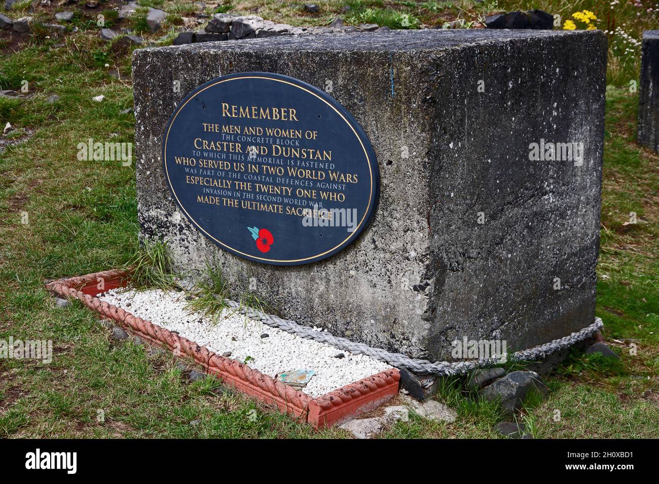 War Memorial attached to concrete block formally part of coastal ...