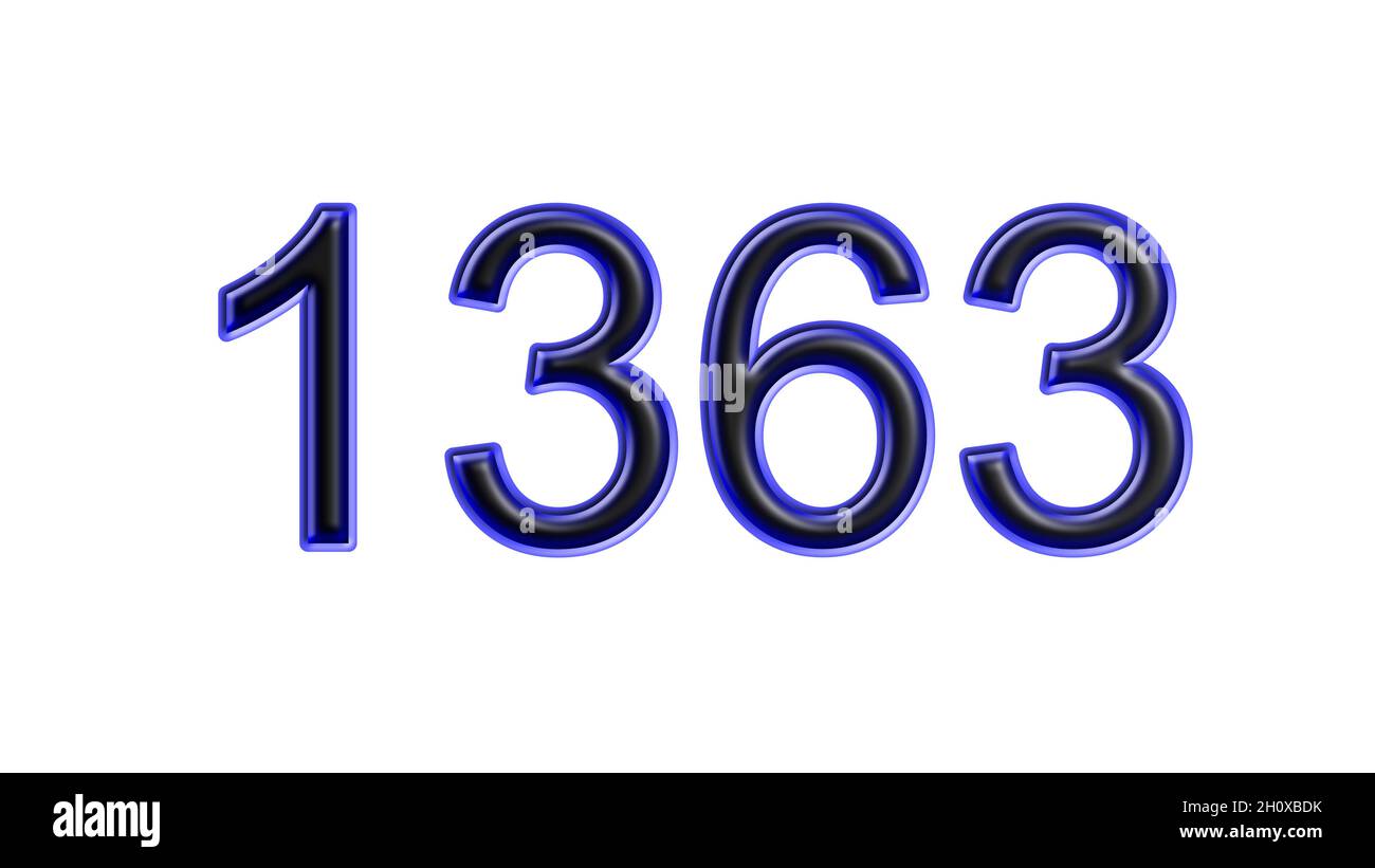 blue 1363 number 3d effect white background Stock Photo - Alamy