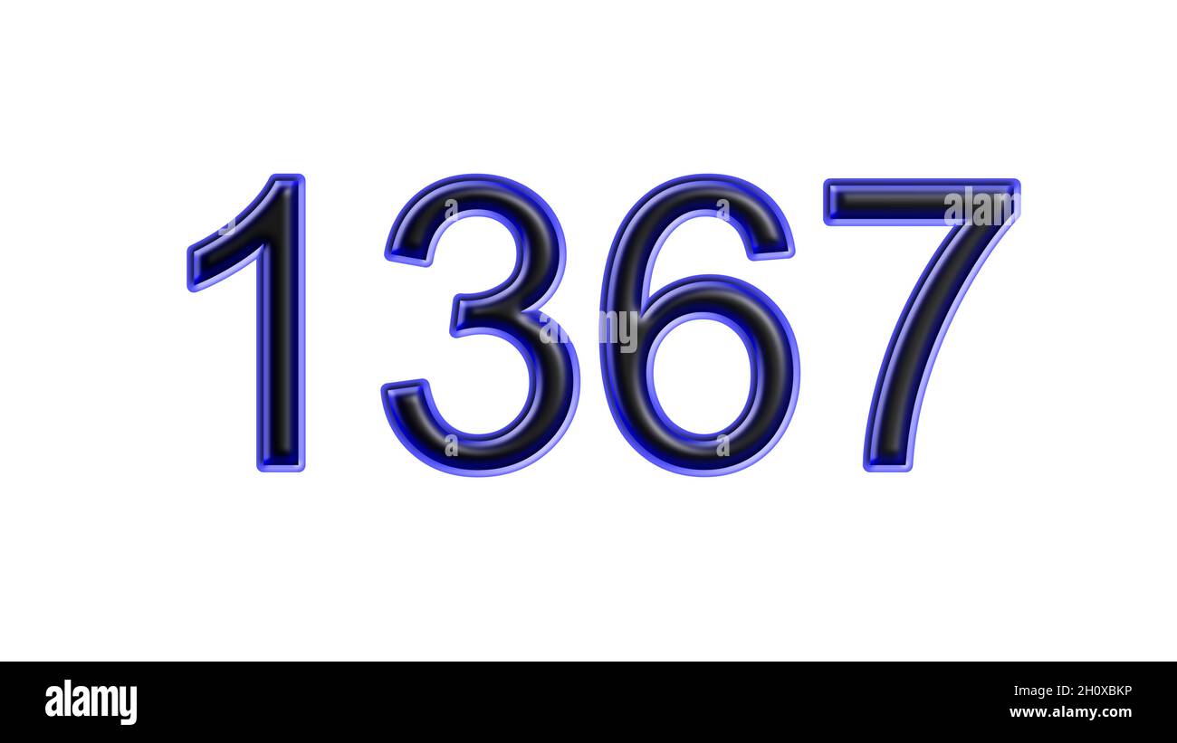 blue 1367 number 3d effect white background Stock Photo - Alamy