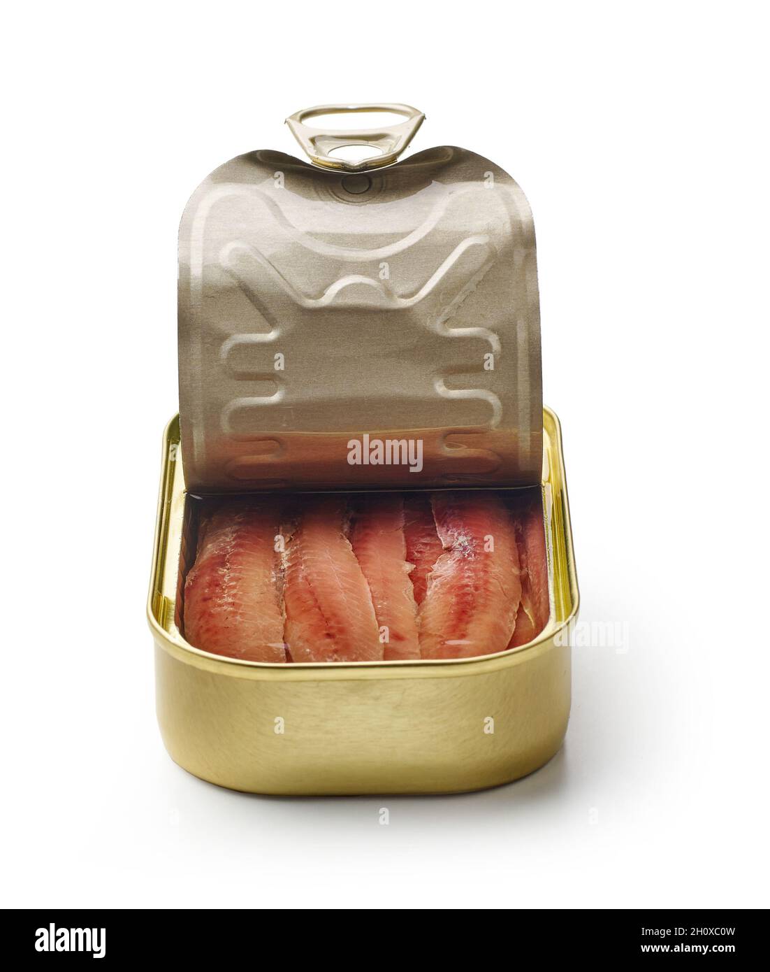 canned anchovy fillets isolated on white background Stock Photo - Alamy