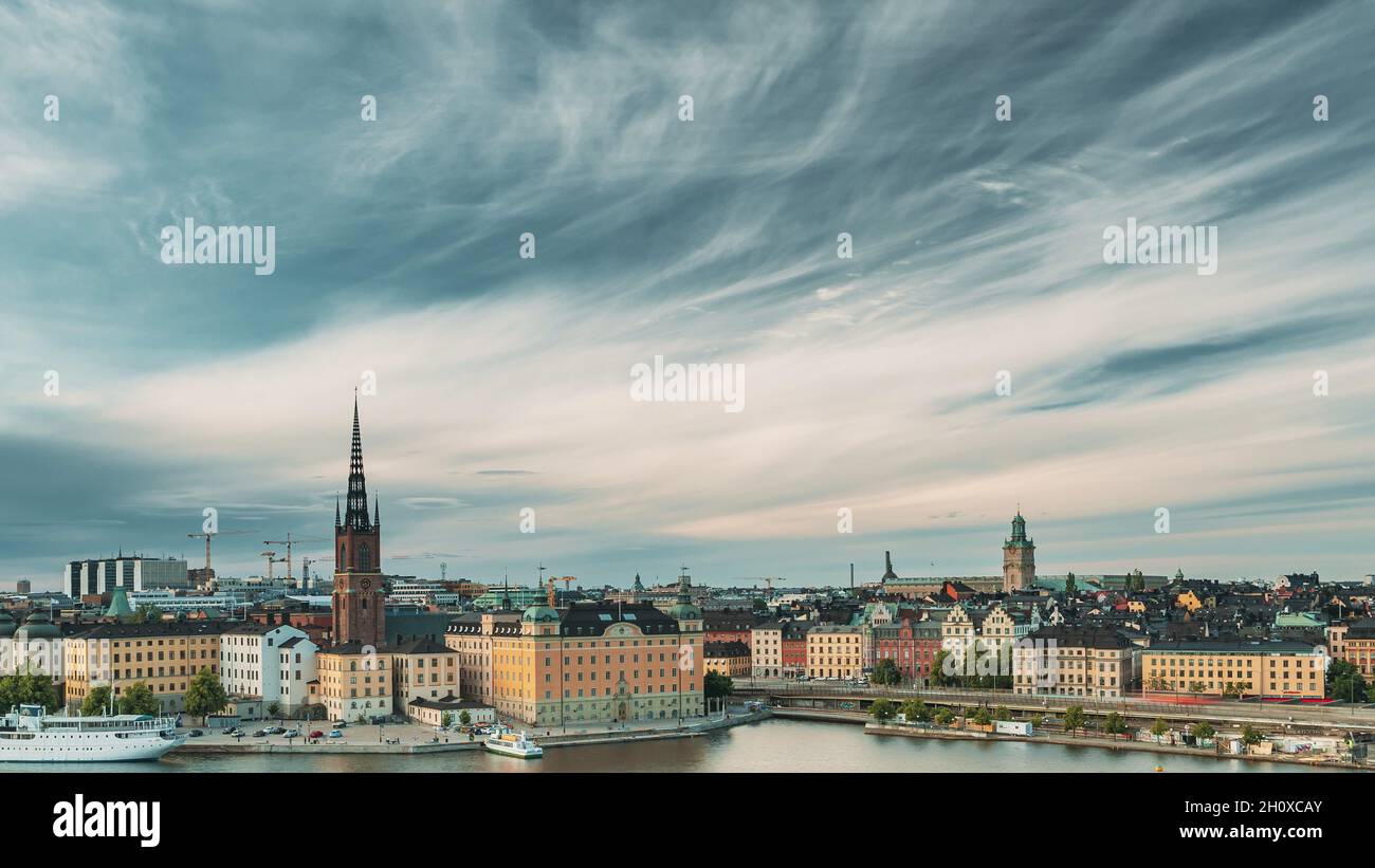 Stockholm, Sweden. Scenic Famous View Of Embankment In Old Town Of ...