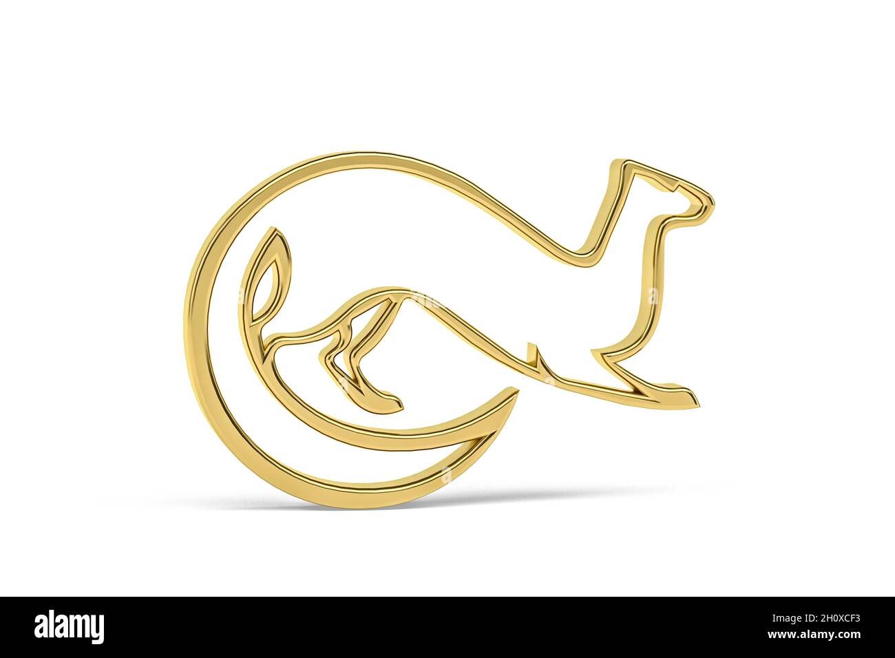 Golden ferret icon isolated on white background - 3D render Stock Photo ...