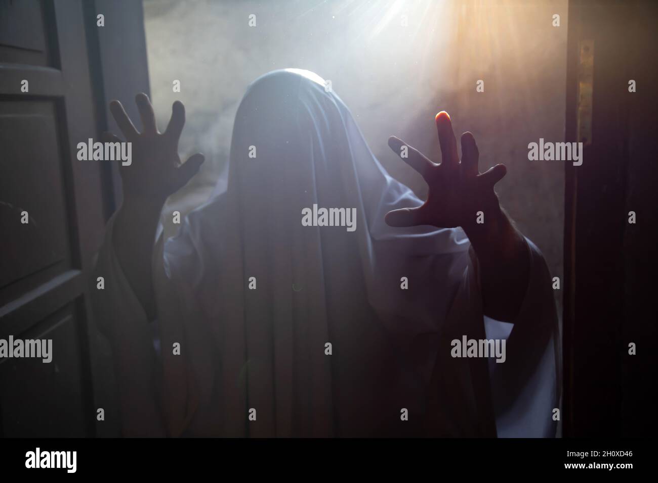 Scary ghost in dark, spooky halloween night Stock Photo - Alamy
