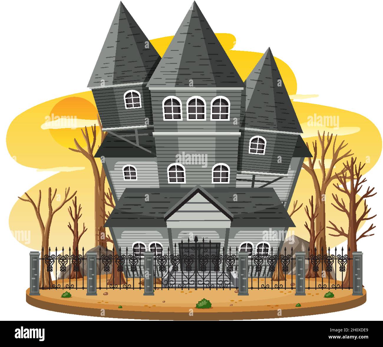 Haunted house at daytime scene illustration Stock Vector Image & Art ...