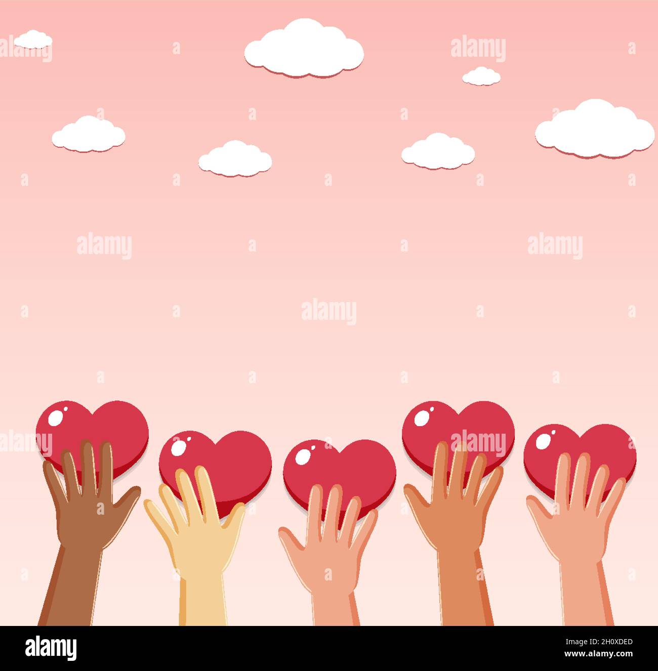 Hearts on human hands background illustration Stock Vector Image & Art ...