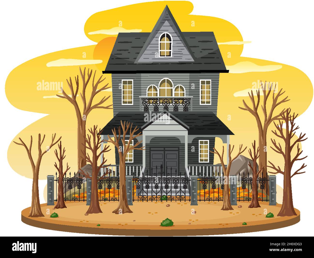 Haunted house at daytime scene illustration Stock Vector Image & Art ...