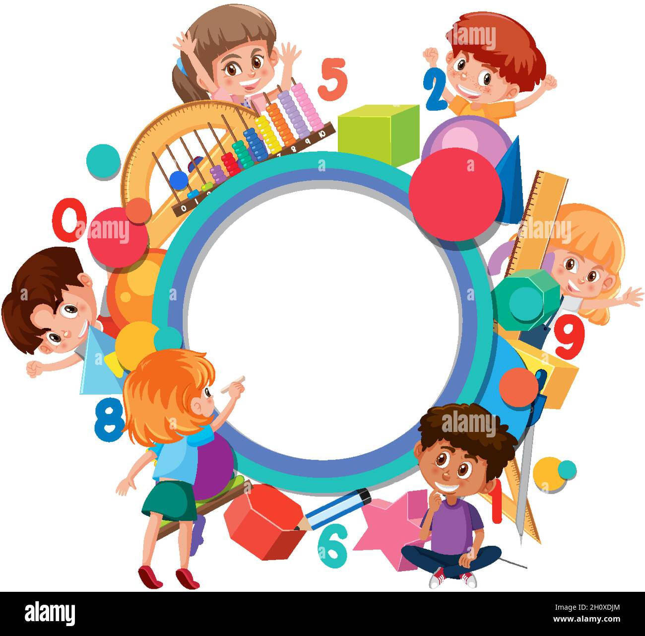 Blank math template with math tools and elements illustration Stock ...