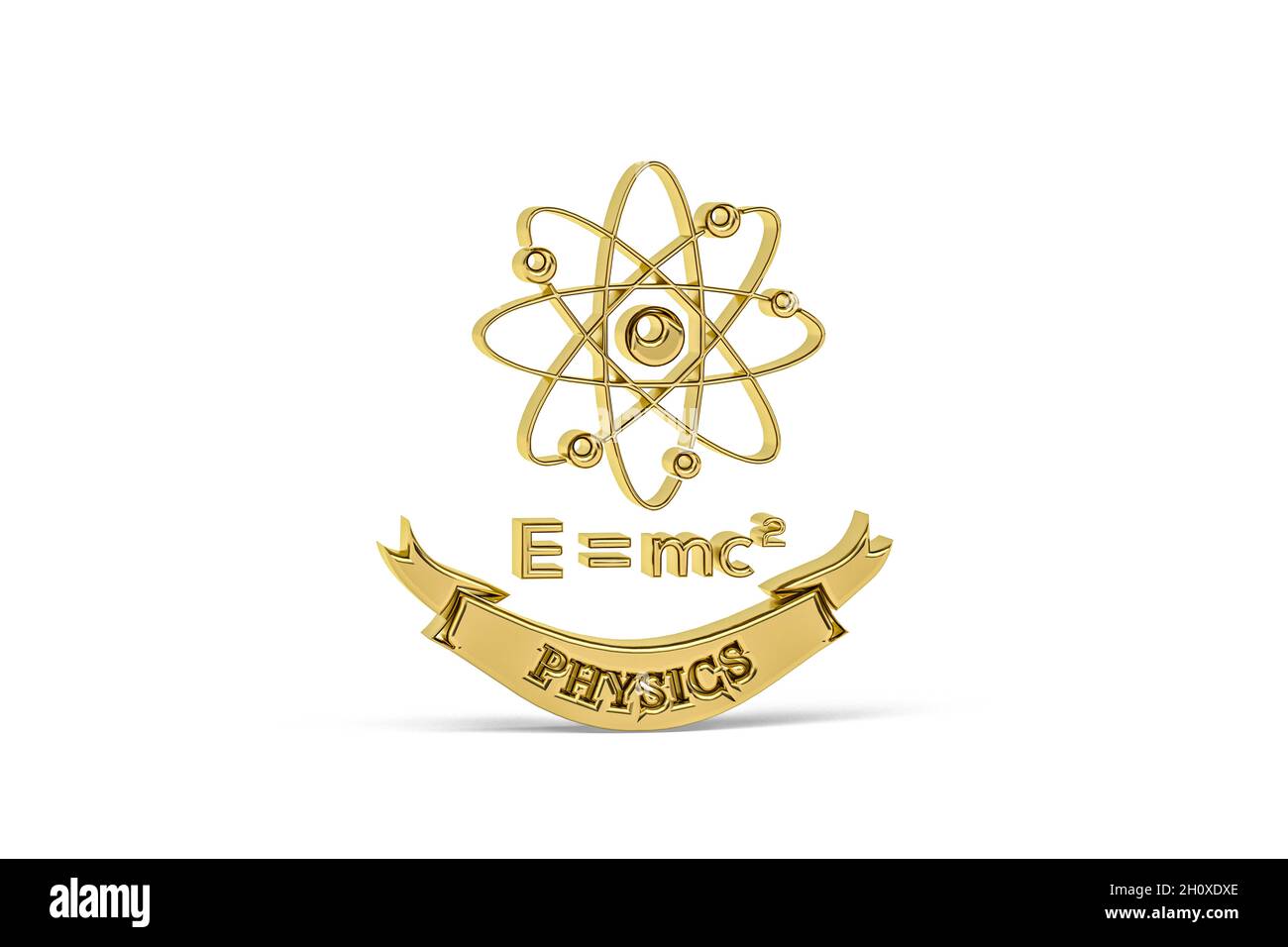 Golden physics icon isolated on white background - 3D render Stock ...