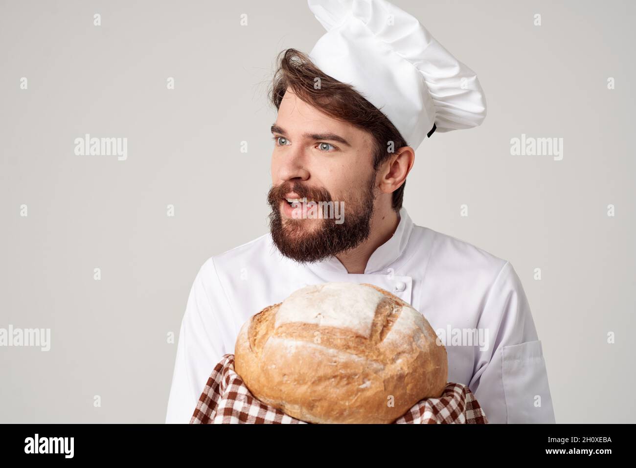 Baker restaurant provision of services light background Stock Photo - Alamy