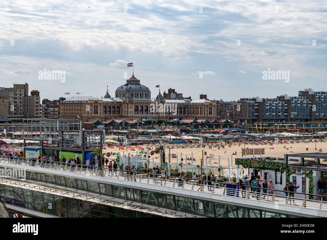 Bird view of the iconic Kurhaus at Scheveningen beach, The H Stock ...