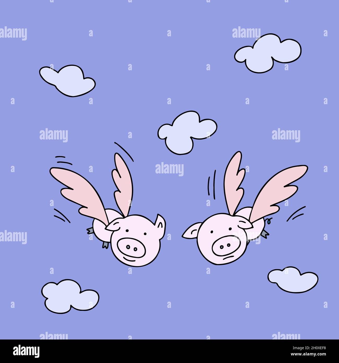 When pigs fly. When pigs have wings. Metaphoric idiom Stock Vector ...