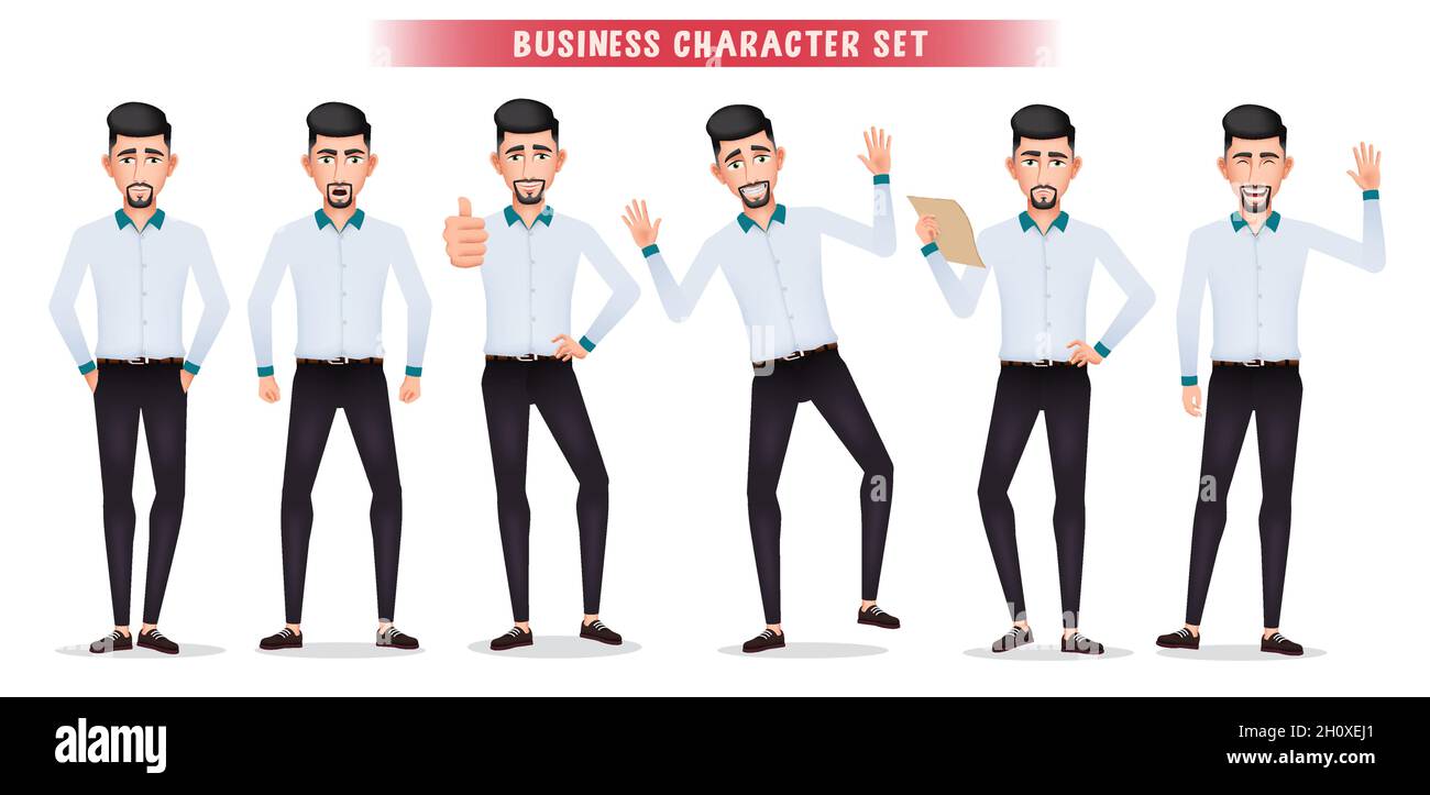 Business man character vector set. Businessman employee characters in ...