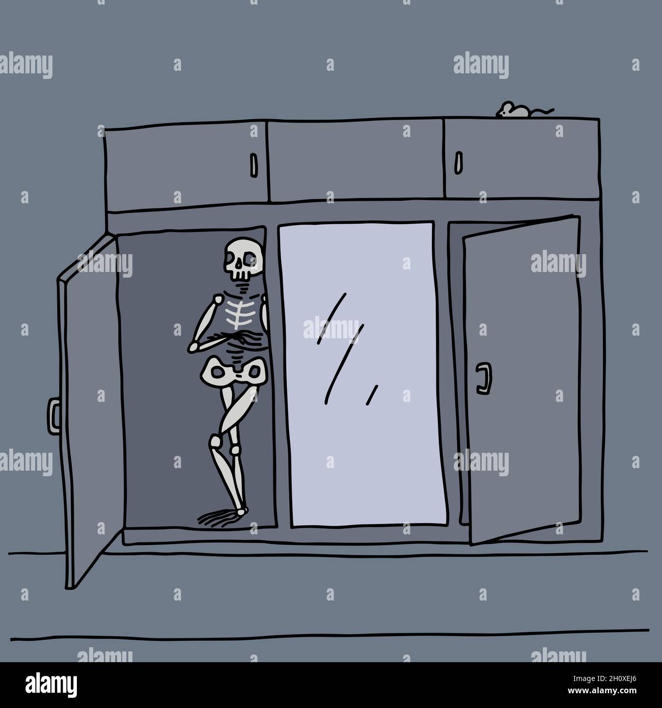 Skeleton in the closet or cupboard. Metaphoric idiom Stock Vector Image ...