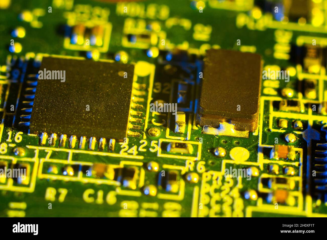 Old electronic circuit board close up in macro shot Stock Photo - Alamy