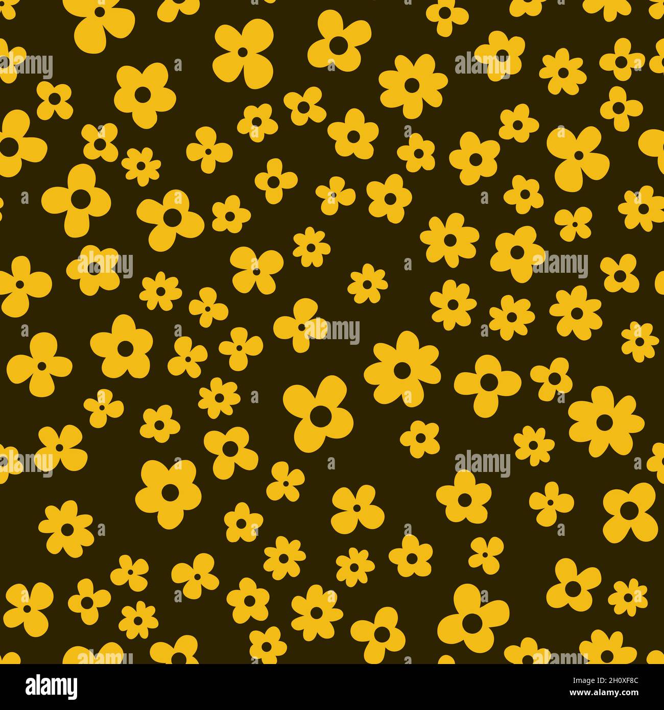 Seamless pattern, yellow flower on a dark background, simple design for ...