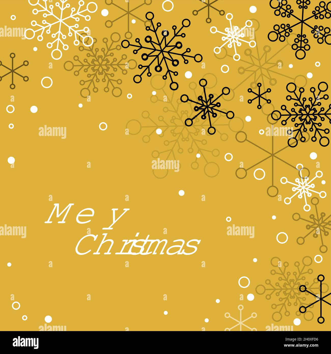 Minimalist Christmas flyer card temlate with white snowflakes on yellow ...