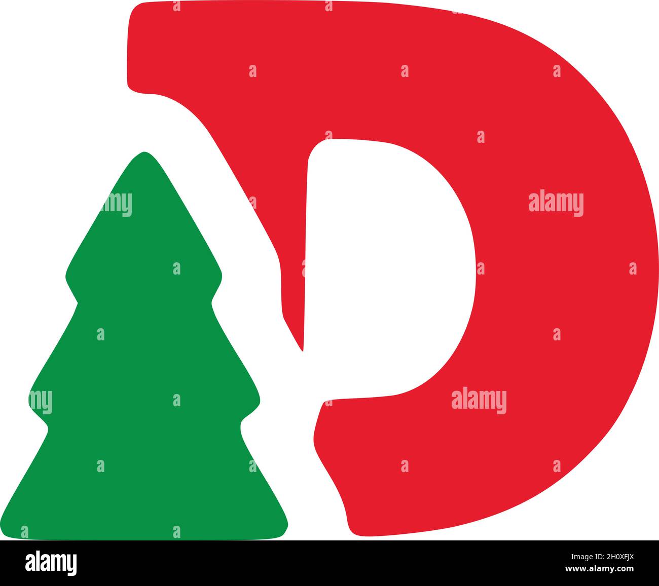 Red letter d with fir vector clip art, Christmas lettering isolated on ...