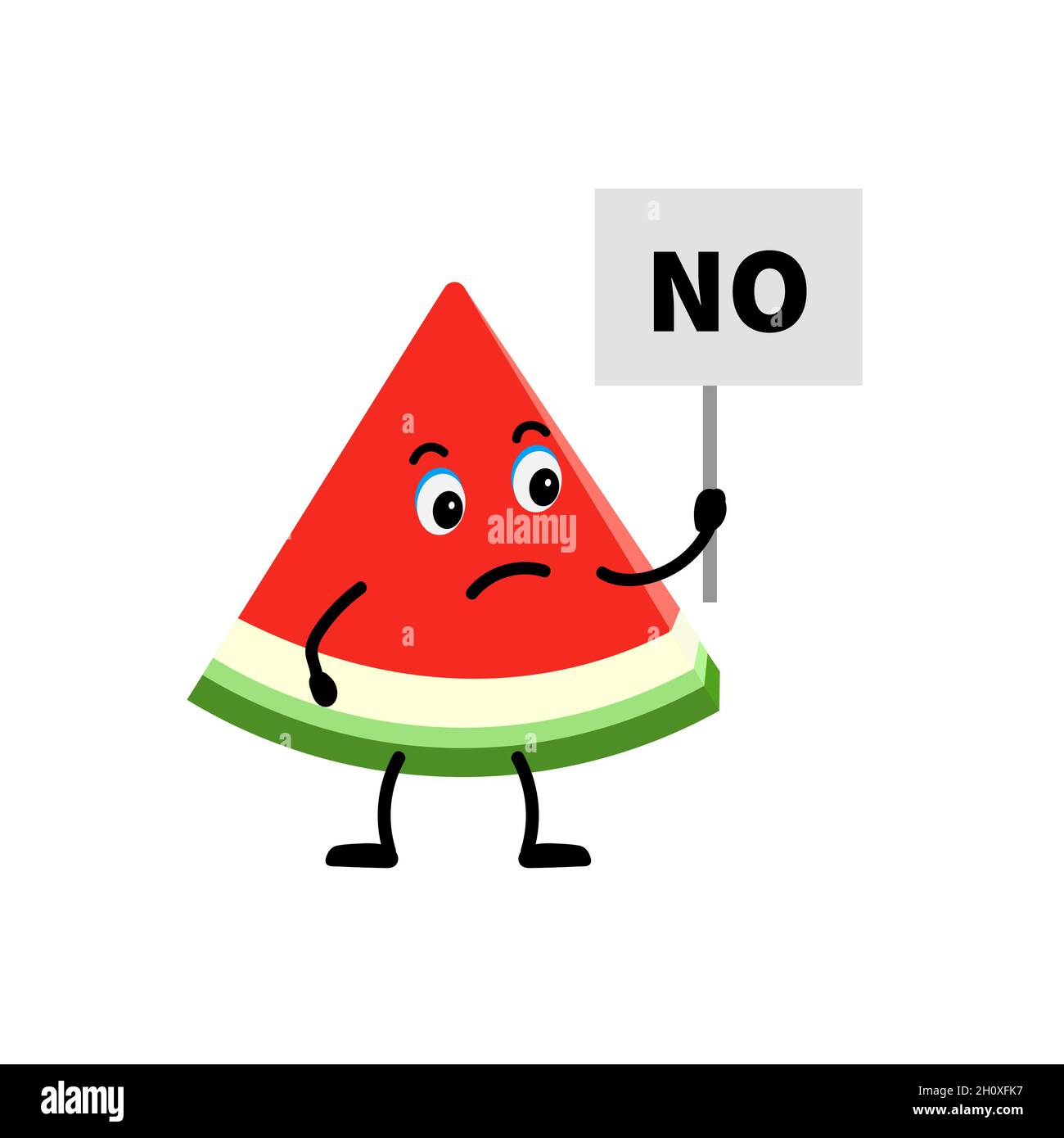 Cartoon character watermelon, holding a sign with the word NO Stock ...