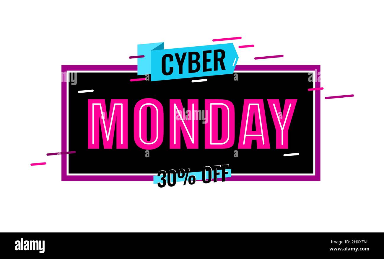 Cyber monday logo design. Red word Cyber monday on black background ...