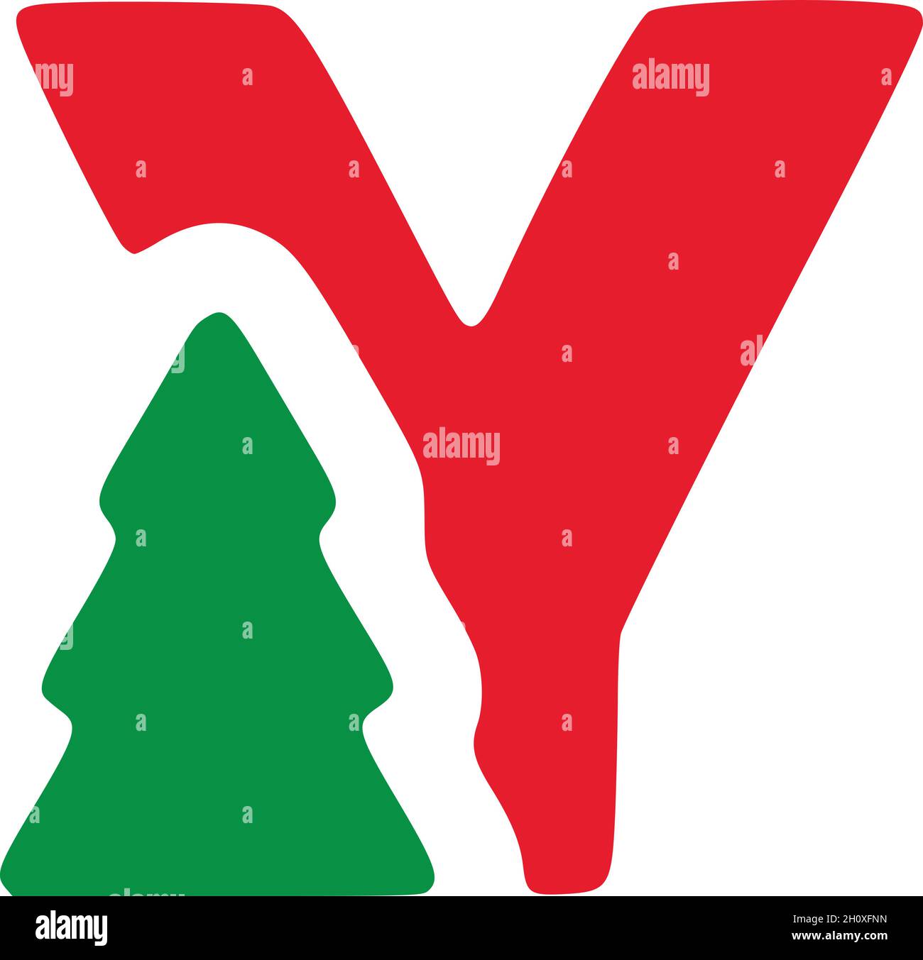 Red letter y with fir vector clip art, Christmas lettering isolated on ...