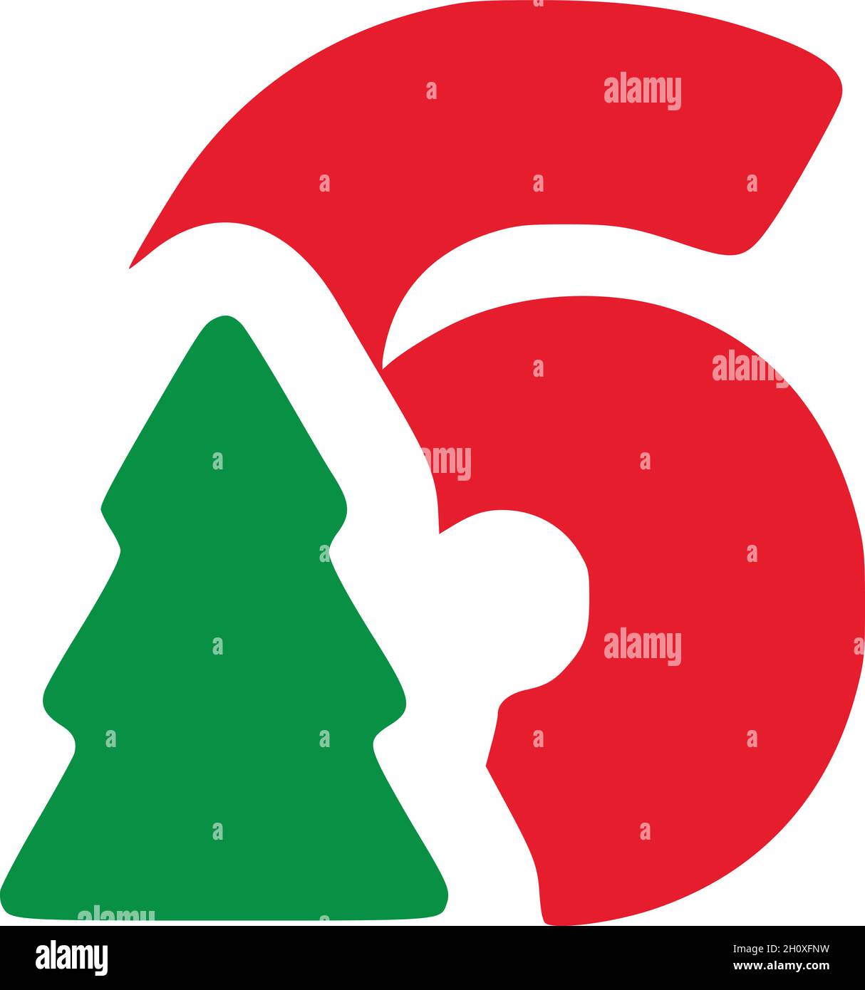 Number 6 with fir vector clip art, Christmas lettering isolated on ...