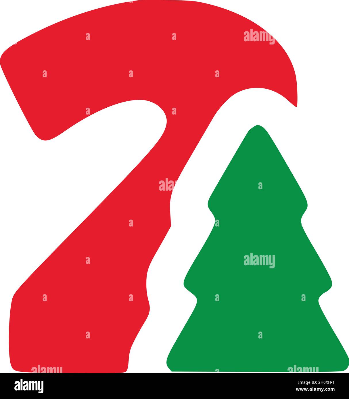 Number 2 with fir vector clip art, Christmas lettering isolated on ...