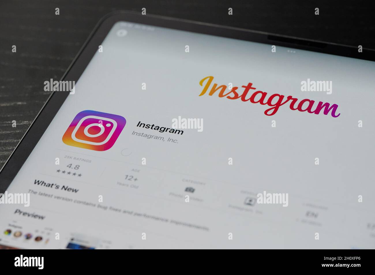New york, USA - October 15 2021: Install Instagram social media app on ...