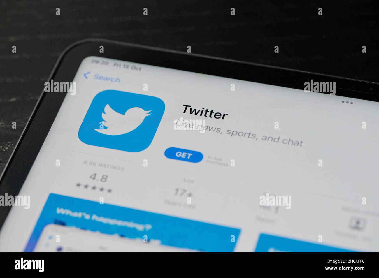 New york, USA - October 15 2021: Install twitter app on ...