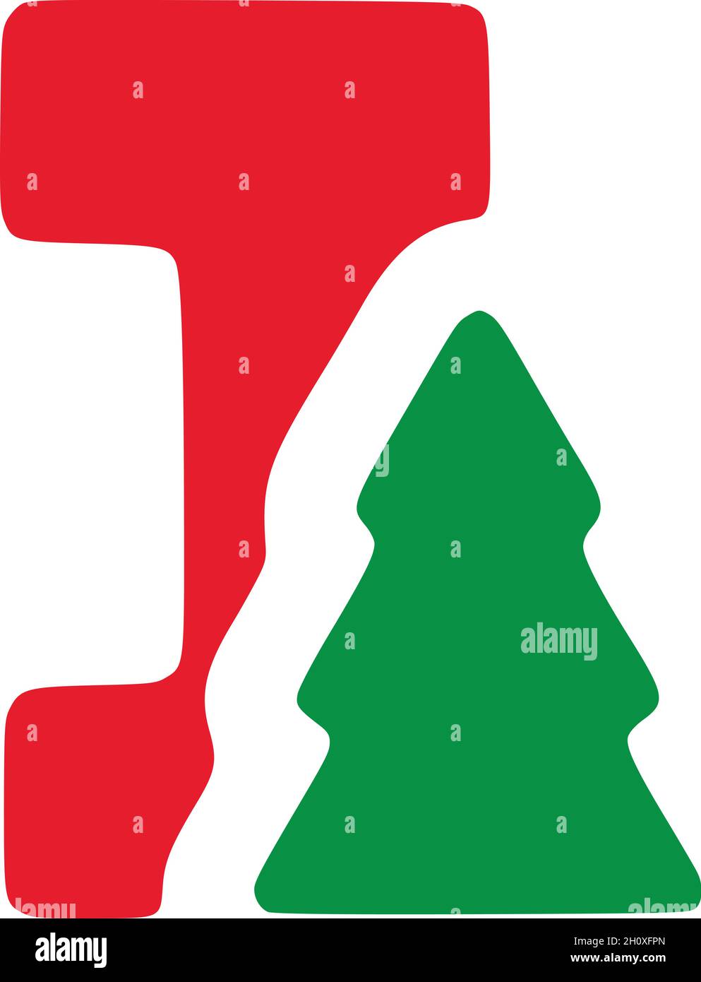 Number 1 with fir vector clip art, Christmas lettering isolated on ...