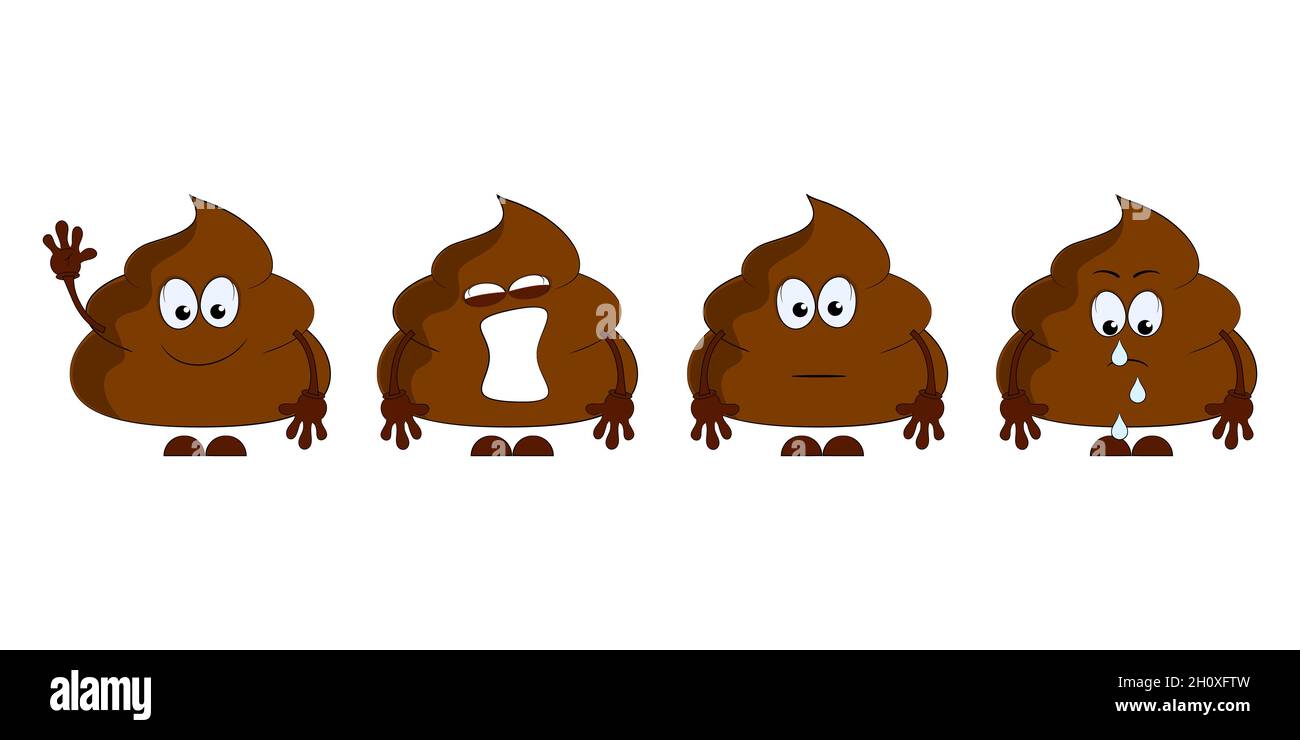 Cartoon poop with different emotions. Vector illustration Stock Vector ...